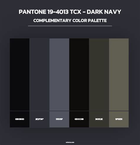 Pantone 19 4013 Tcx Dark Navy Color Palettes