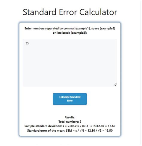 Standard Error Calculator Savvy Calculator