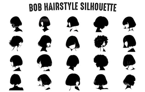 Premium Vector Bob Hair Silhouettes Vector Set Girls Hairstyles