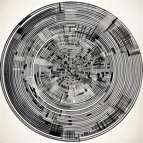 Circular Barcode Image With Vertical Straight Lines On Paper Stock