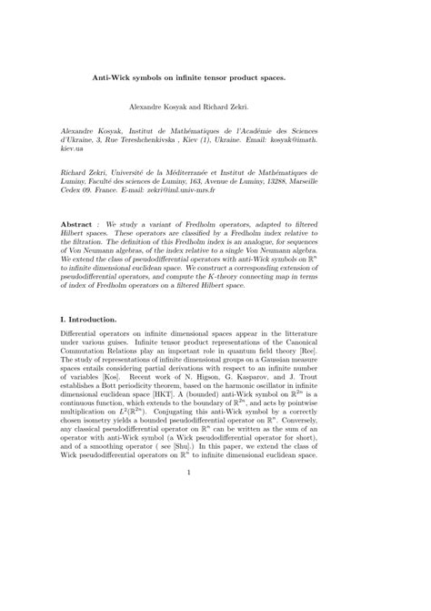 Pdf Anti Wick Symbols On Infinite Tensor Product Spaces