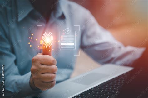 Cyber Security Concepts Login User Fingerprint Secure And Encrypted