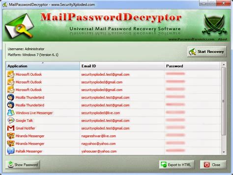 Mail Password Decryptor All In One Email Password Recovery Software