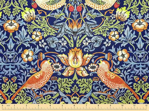 William Morris Upholstery Fabric By The Yard Strawberry Thief Print