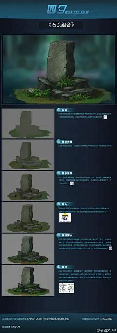 游戏场景原画基础 石头组合及其图文教程 花瓣网