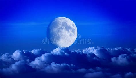 The Moon Daytime Moon Over The Clouds And Blue Sky Stock Illustration