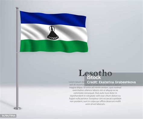 깃대에 레소토의 국기를 흔들고 있다 독립 기념일 템플릿 0명에 대한 스톡 벡터 아트 및 기타 이미지 0명 강철 공란 Istock