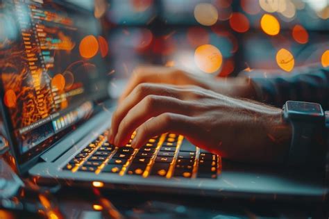 Premium Photo Man Coding And Hands With Typing On Laptop For Algorithm Programming