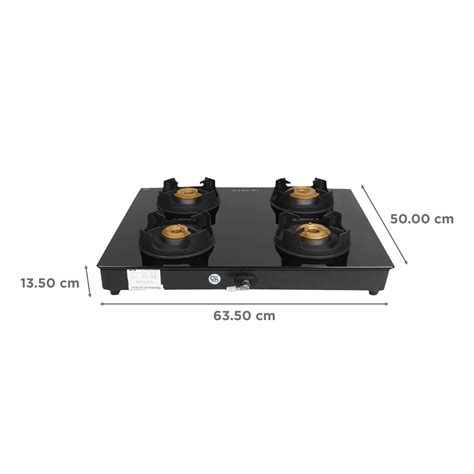 Buy Faber Onyx 4BB BK CI Toughened Glass Top 4 Burner Manual Gas Stove Diamond Coated Pan