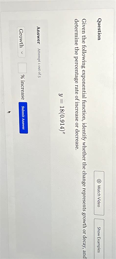 questiongiven the following exponential function