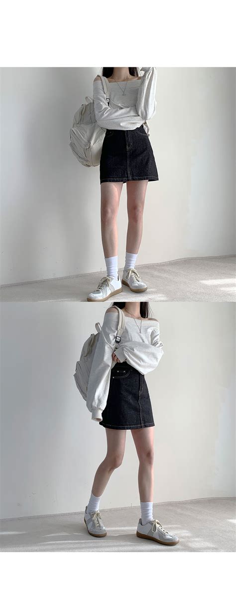 에이비글 이염x 논페이드 생지 미니스커트 A라인 스티치 데님 청치마