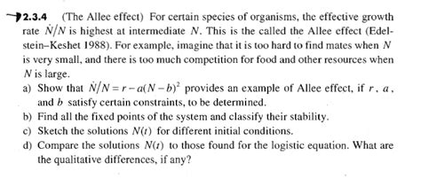 72 3 4 The Allee Effect For Certain Species Of Organisms The Effective Growth Rate N Is