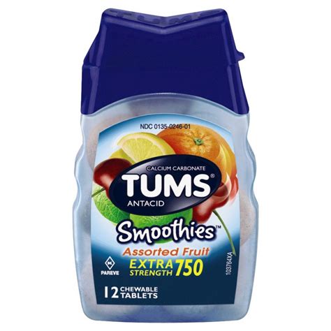 Tums Extra Strength Antacid Smoothies Assorted Fruit Chewable Tablet 12ct Artofit