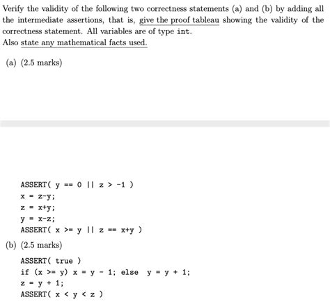 Verify The Validity Of The Following Two Correctness Chegg Com