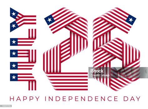 7월 26일 라이베리아 독립기념일 축하 디자인으로 라이베리아 국기 요소 3차원 형태에 대한 스톡 벡터 아트 및 기타 이미지 3차원 형태 7월 공휴일 Istock