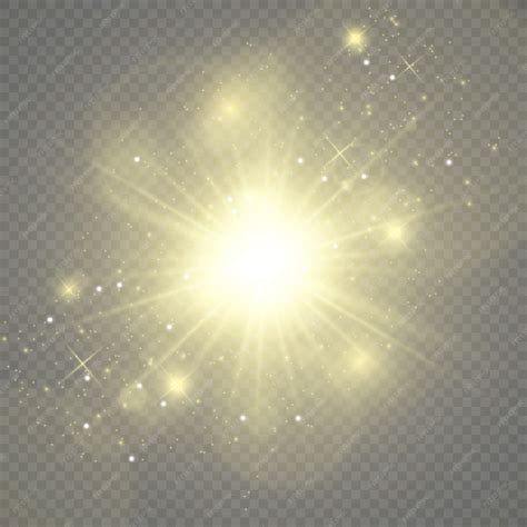Efecto De Luz Resplandor La Estrella Estalló Con Destellos Vector