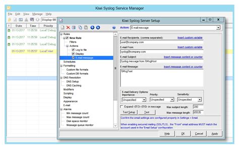 Syslogメッセージ監視 Solarwinds Kiwi Syslog Server