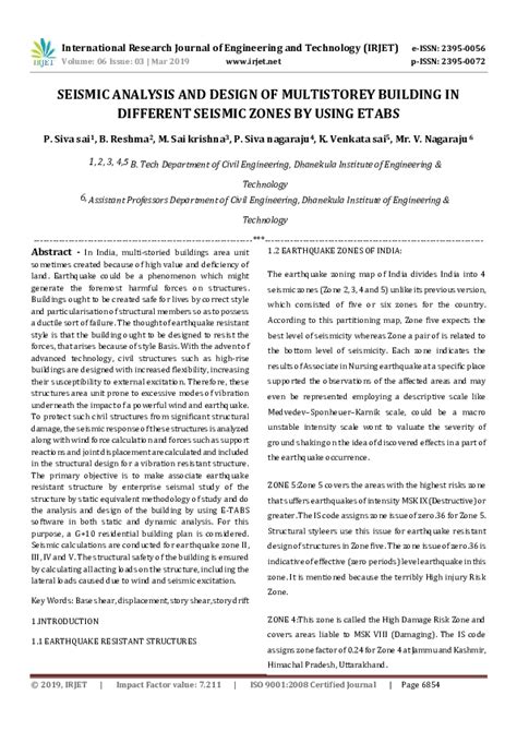 Pdf Irjet Seismic Analysis And Design Of Multistorey Building In