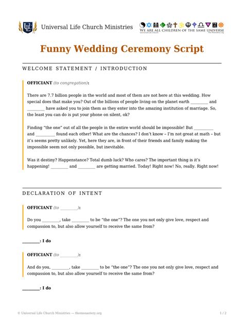 Ulc Funny Wedding Script Pdf Marriage