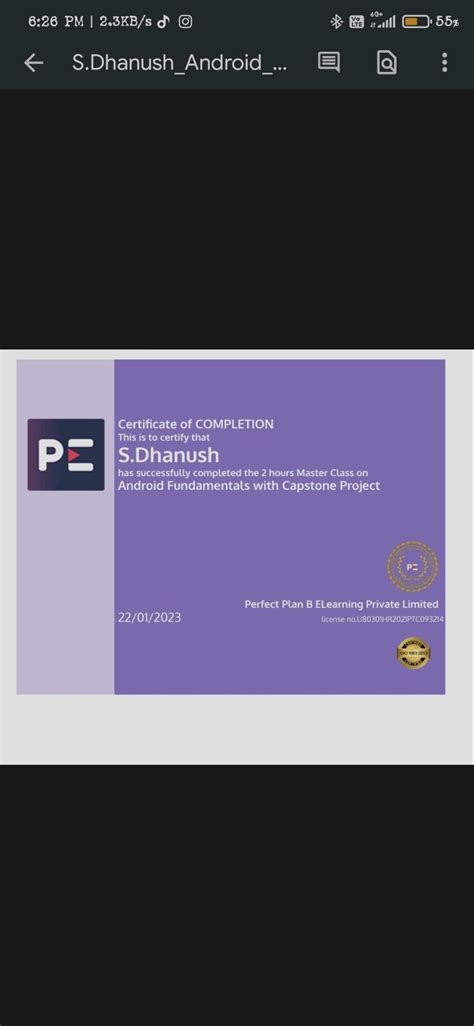 s dhanush on linkedin i am finished a android fundamentals with