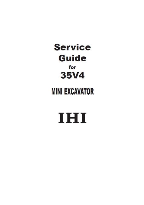 Service Manual 35v4 Ihi Mini Excavator