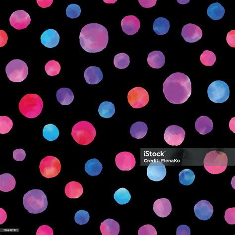 수채화 원 원활한 배경 패턴입니다 손으로 그린 다채로운 점 직물 패턴 직물 시계 포장지 가리기에 대한 스톡 벡터 아트 및 기타 이미지 Istock