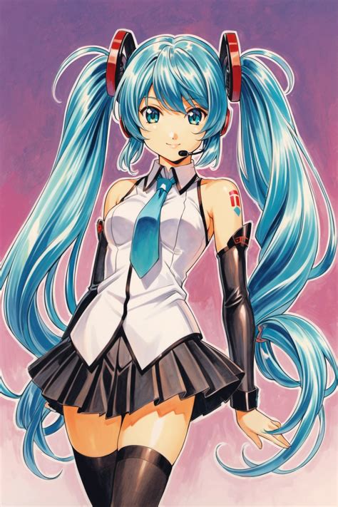 1girl Long Hair Solo Hatsune Miku Thighhighs Twintails Skirt