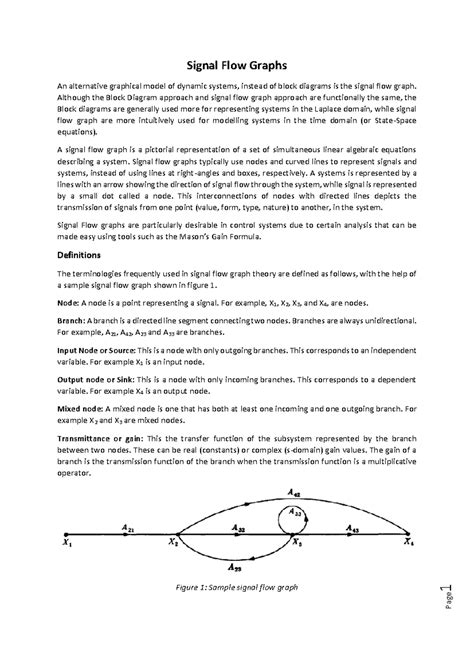 Signal Flow Graphs 1 Signal Flow Graphs An Alternative Graphical
