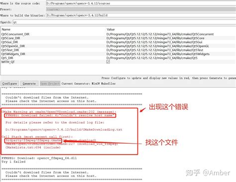 win cmake源码编译安装opencvc qt解决ffmpeg下载失败导致opencv无法处理视频 知乎