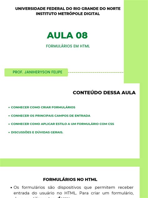 Aula09 Webi Formularioshtml Pdf Html Ciência Da Computação
