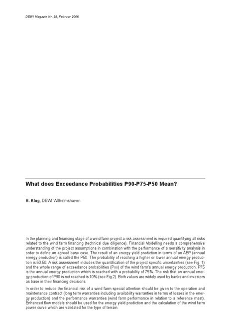 Exceedence Probability Pdf Risk Wind Power