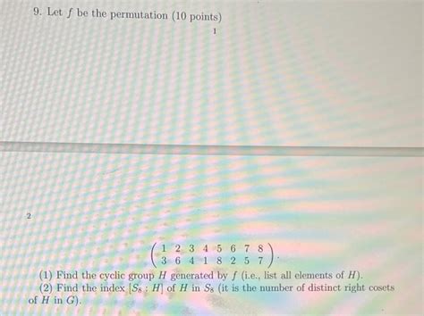Solved 9 Let F Be The Permutation 10 Points 1 2