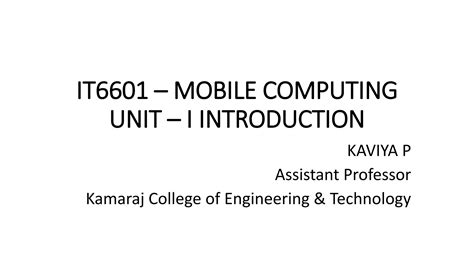 It6601 Mobile Computing Unit I Pdf Computer Networking Computing