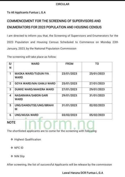 Npc Starts Screening Of Enumerators And Supervisors