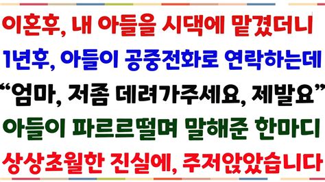 반전신청사연이혼후 양육권을 남편에게 줬더니 아들이 공중전화로 전화해오는데 엄마 저좀 데려가주세요 제발요 아들이 말해준