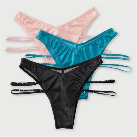 Sexy Women Bikini Panties Mature Woman See Through High Cut Strappy Rhinestone Seamless Thong