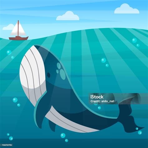 수중 풍경 바다 밑의 고래 벡터 바다 깊은 배경 바다 바닥 또는 바다 풍경에 고래의 만화 캐릭터 벡터 그림 고래에 대한 스톡 벡터 아트 및 기타 이미지 Istock