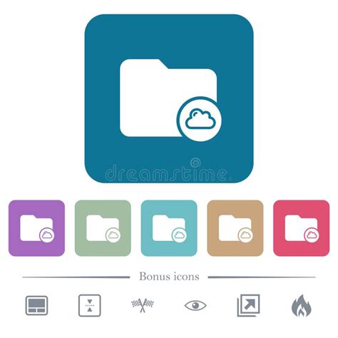 Cloud Directory Flat Icons On Color Rounded Square Backgrounds Stock