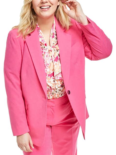 Bar Iii Womens Plus Stretch One Button Blazer