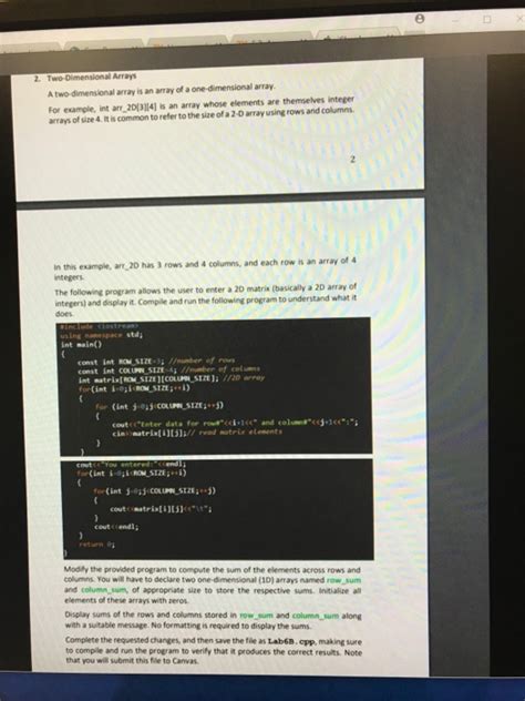 Solved Al Arrays 2 T A Two Dimensional For Example Int Arr
