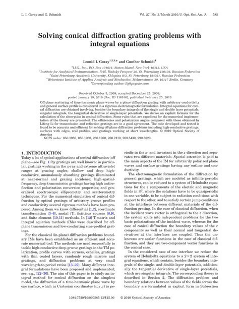 Pdf Solving Conical Diffraction Grating Problems With Integral