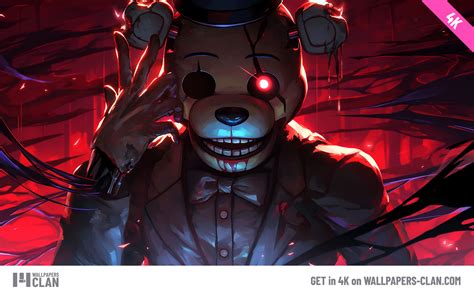 Fnaf Horror Golden Freddy Bear Background Desktop Wallpaper