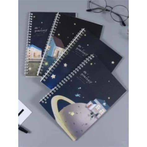 Laminated Paper Cover Space Theme Printed Spiral Writing Notebook For