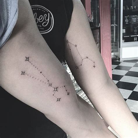 Small Couple Constellation Tattoo Taurus And Leo