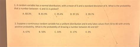 Solved 1 A Random Variable Has A Normal Distribution With