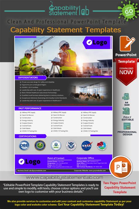 Template For Capability Statement Capability Statement Lab