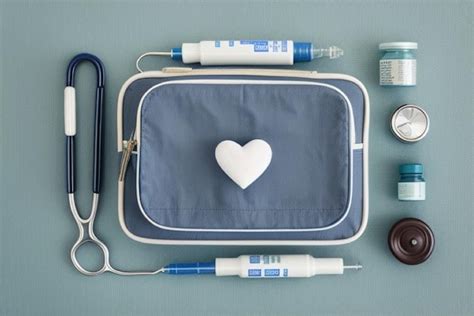 A Blue Pouch With A Heart And A Heart On It Premium Ai Generated Vector