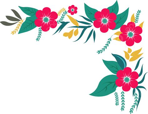 모서리 테두리 꽃 벡터 꽃 잎 국경 Png 일러스트 및 벡터 에 대한 무료 다운로드 Pngtree