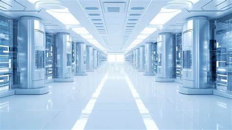 A Modern High Tech Data Center With Several Rows Of Working Servers In One Room Big Data Stock