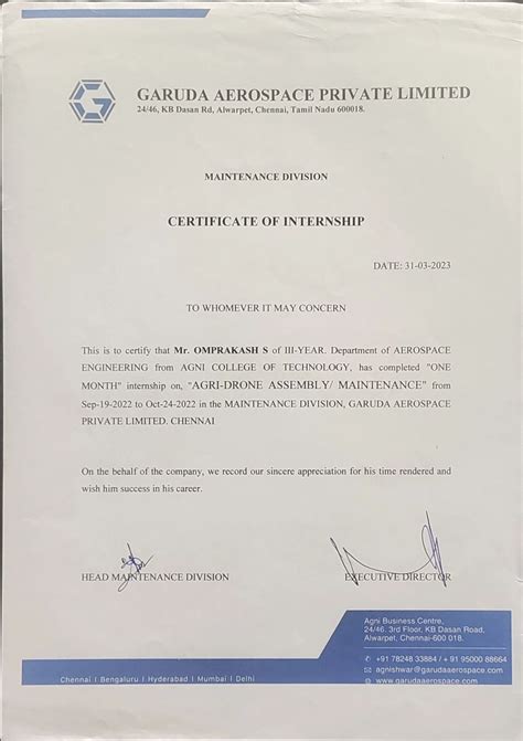 Omprakash S On Linkedin Internshipexperience Aerospaceengineering Garudaaerospace